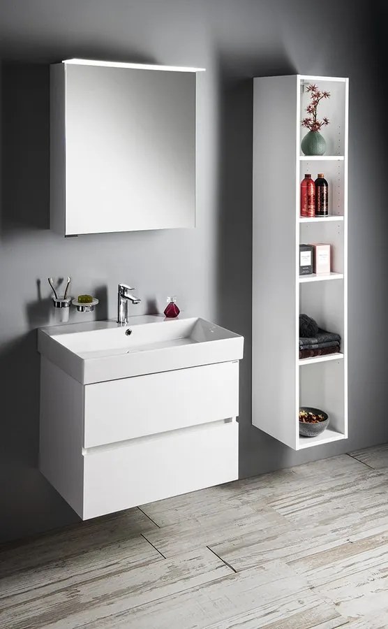Sapho Sapho, LINEX galerka s LED osvětlením, 80x70x15cm, bílá, LX080-0030