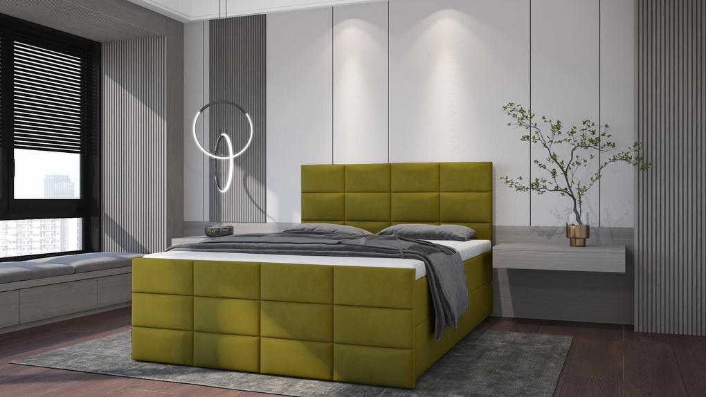 SFAB Kontinentální čalouněná postel POSITANO (160x200 cm) Látka Velutto: Velutto 27 - Láhvově zelená