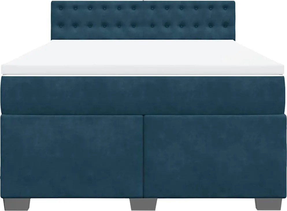 Box spring postel s matrací tmavě modrá 140x200 cm samet 3286346