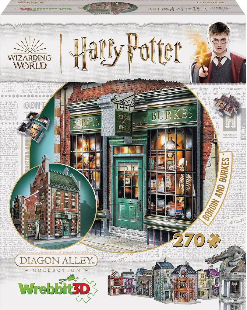 Wrebbit 3d puzzle harry potter: borgin a burkes 270 dílků