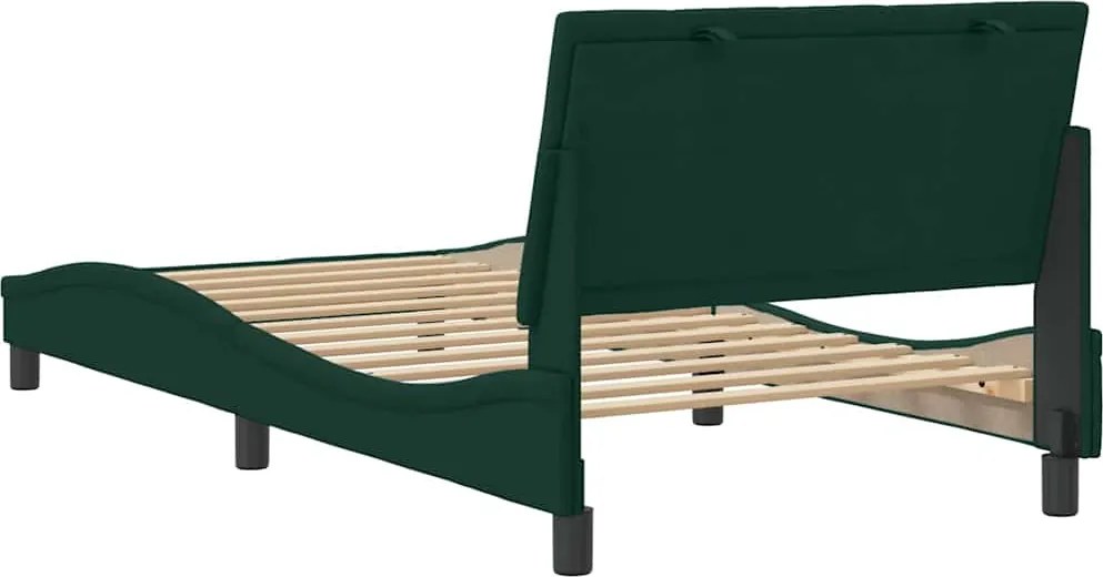 Rám postele bez matrace Hanko tmavě zelená 100 x 200 cm samet 3207834