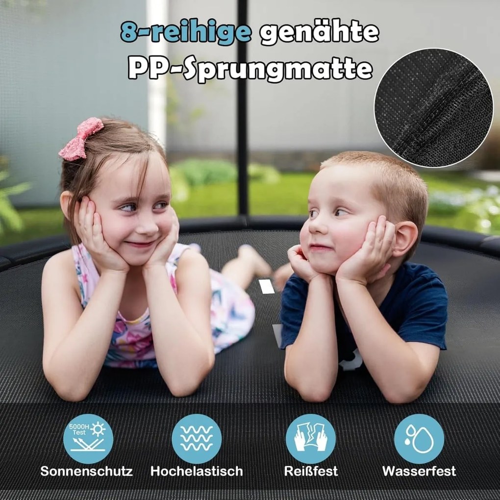 Costway Trampolína venkovní se žebříkem kulatá zahradní trampolína s ochranným