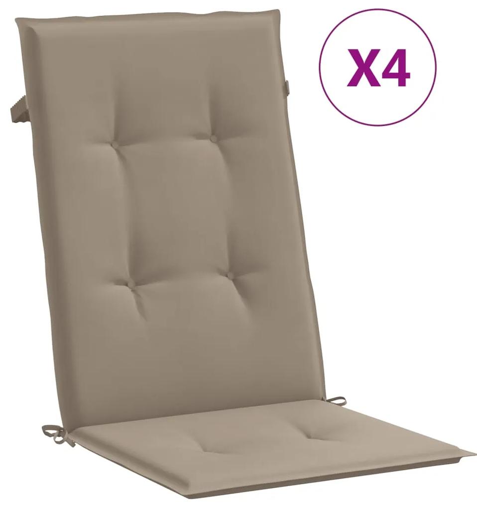 Podušky na židli vysoké opěradlo 4 ks taupe 120x50x3 cm textil