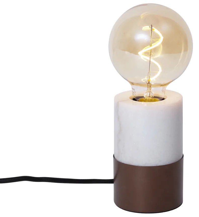 Moderní stolní lampa bronzová s bílým mramorem - Marissa Biano.cz