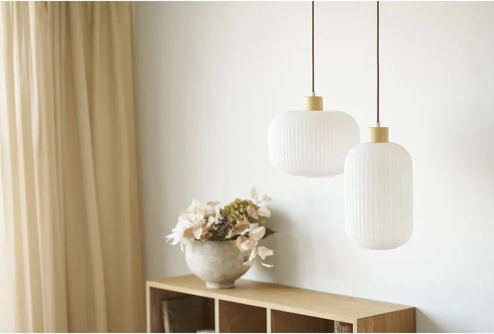 Bílé závěsné svítidlo se skleněným stínidlem ø 30 cm Argalo – House Nordic