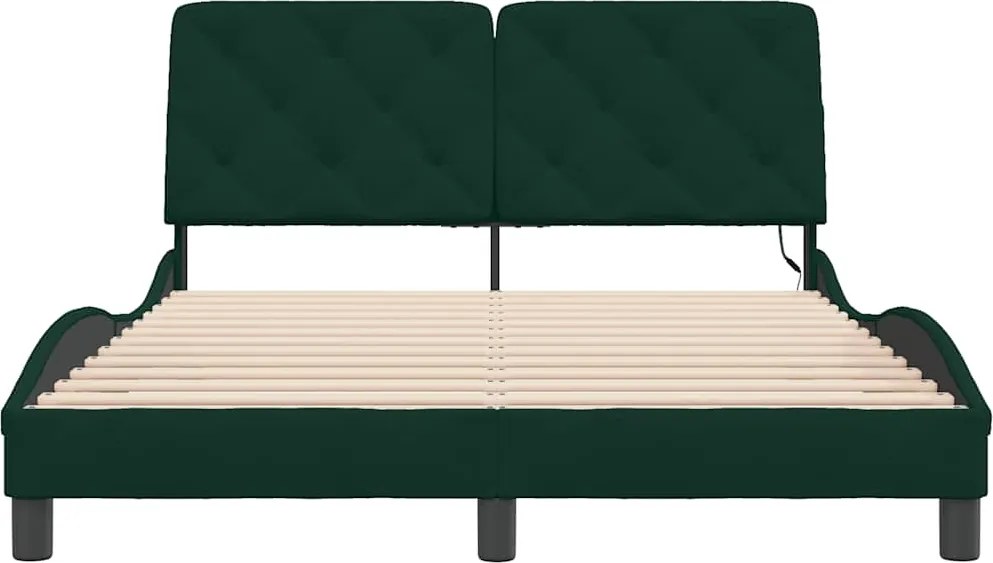 Rám postele s LED bez matrace tmavě zelený 120 x 200 cm samet 3213846