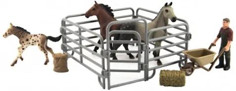 Series Model Domácí farma 2, koně a ohrada, 43cm