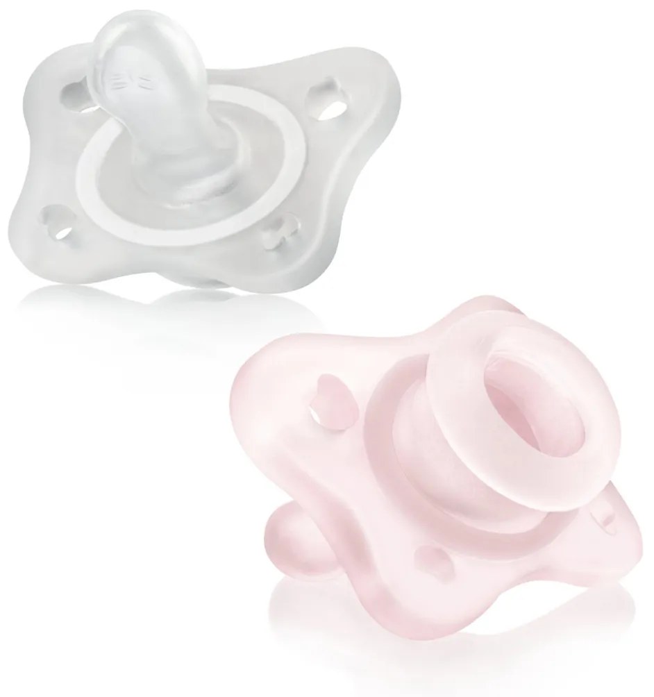 CHICCO Dudlík Physio Mini Soft celosilikonový 0-2m holka 2 ks