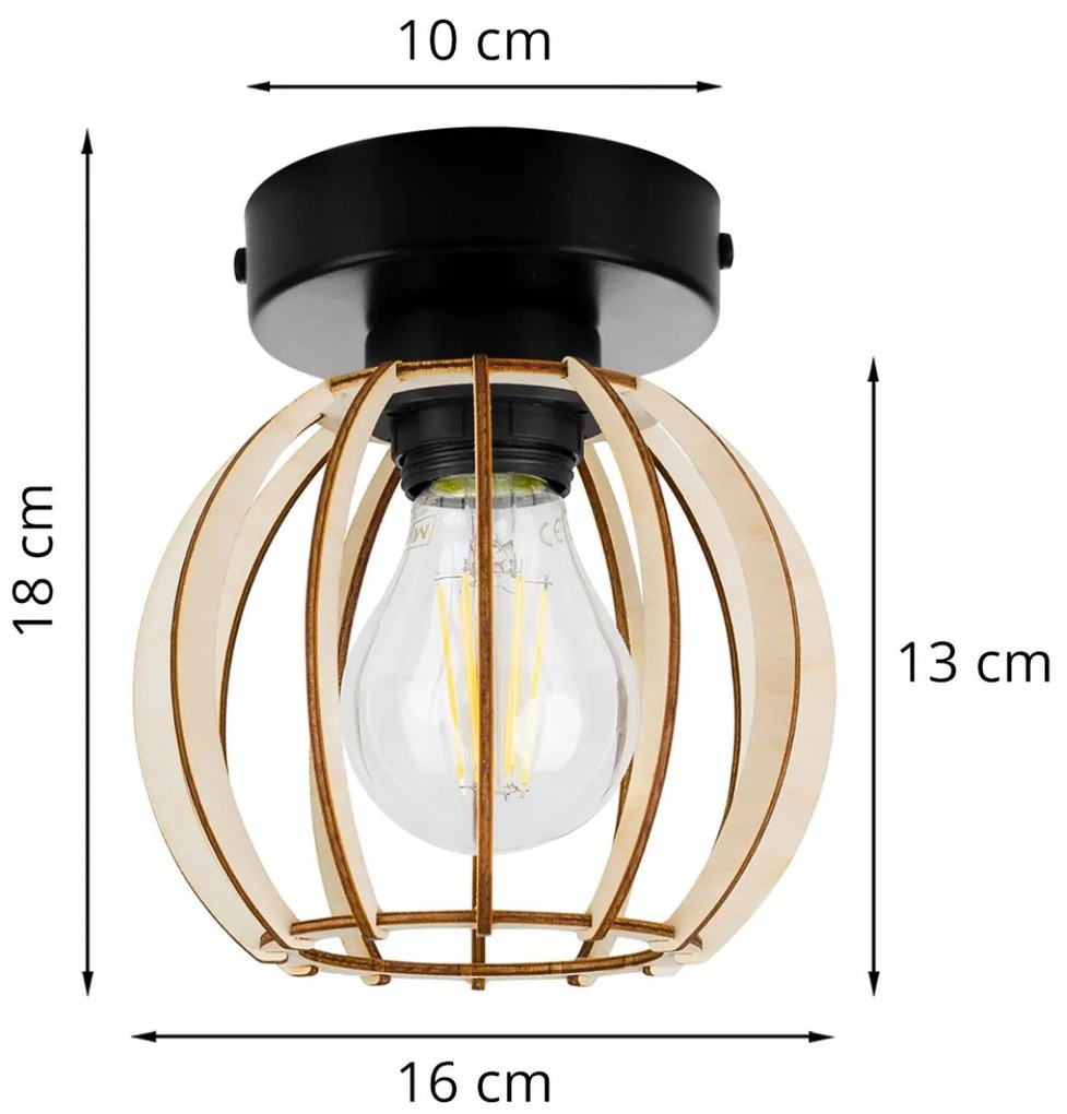 Stropní svítidlo Timber 8, 1x dřevěné stínítko, kb