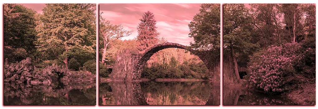 Obraz na plátně - Most v parku v Kromlau - panoráma 5246VC (90x30 cm)