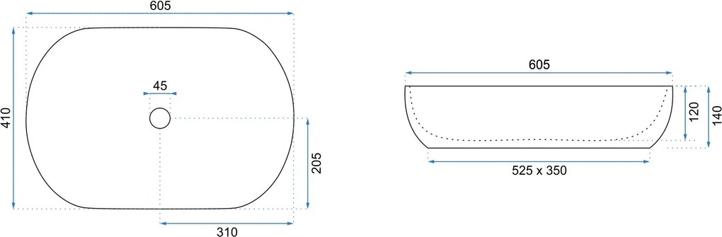Rea Cleo, umyvadlo na desku 605x410x140 mm, béžová matná, REA-U9655
