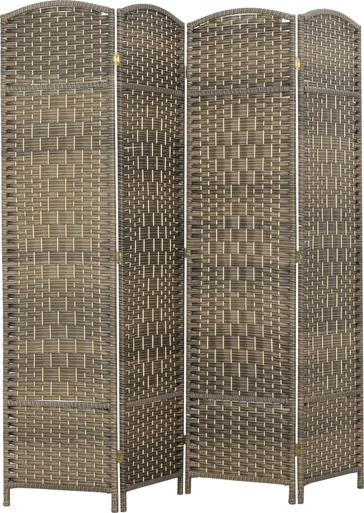 Skládací paraván HOMCOM, 4 panely, 180 × 180 cm, tmavý dub
