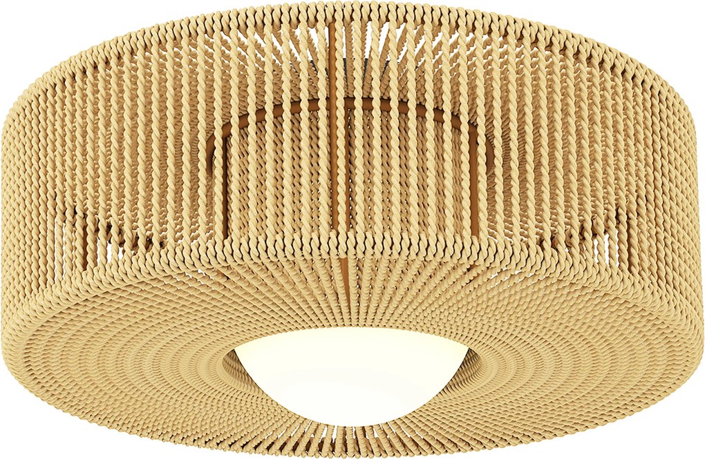 Stropní svítidlo, boho stropní lampa s objímkou G9 LED, kulaté stínítko z konopného provazu
