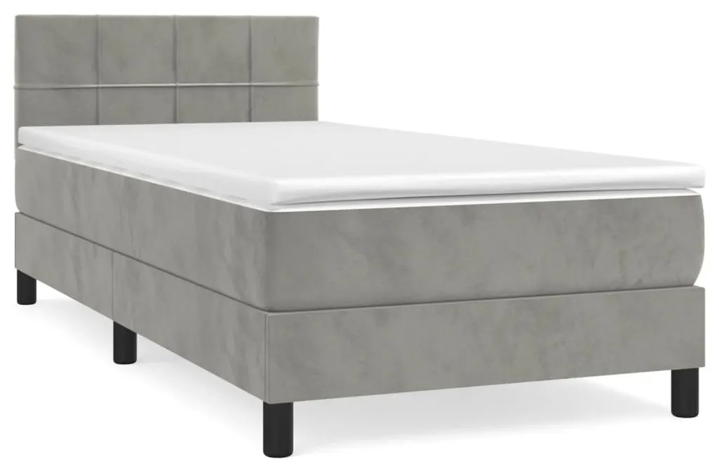 Box spring postel s matrací světle šedá 90x190 cm samet,  3141275