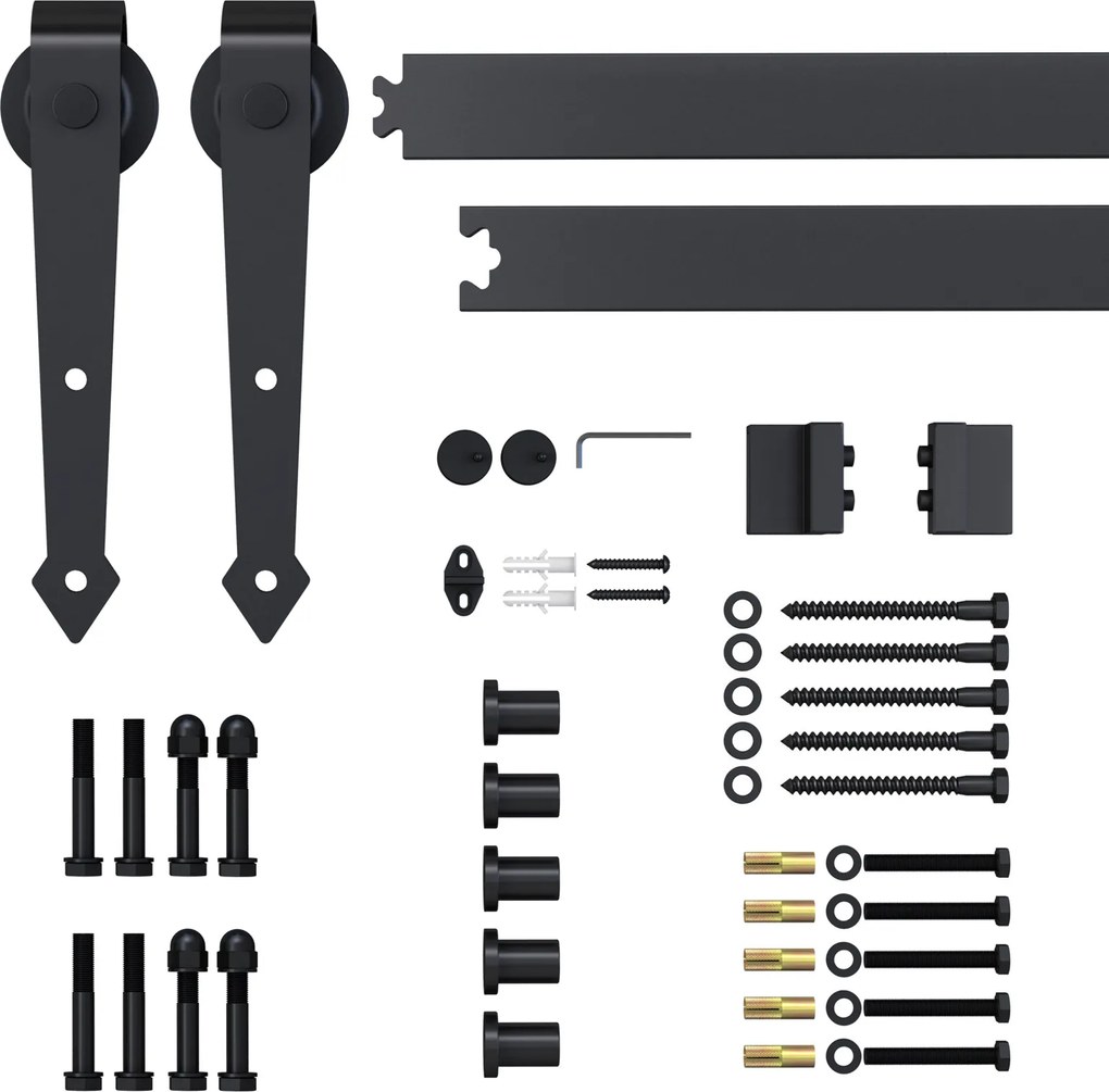 Sada posuvných dveří, rustikální design, uhlíková ocel, nosnost až 100 kg na panel