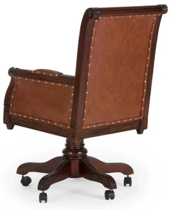 furniture-nabytek.cz - Kancelářské křeslo Camford z masivního mahagonu, lakované, hnědé – pravá kůže
