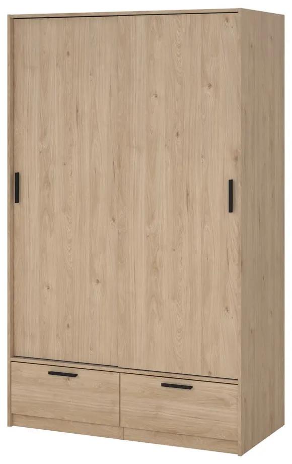 Šatní skříň v dekoru dubu s posuvnými dveřmi v přírodní barvě 121x200 cm Line – Tvilum
