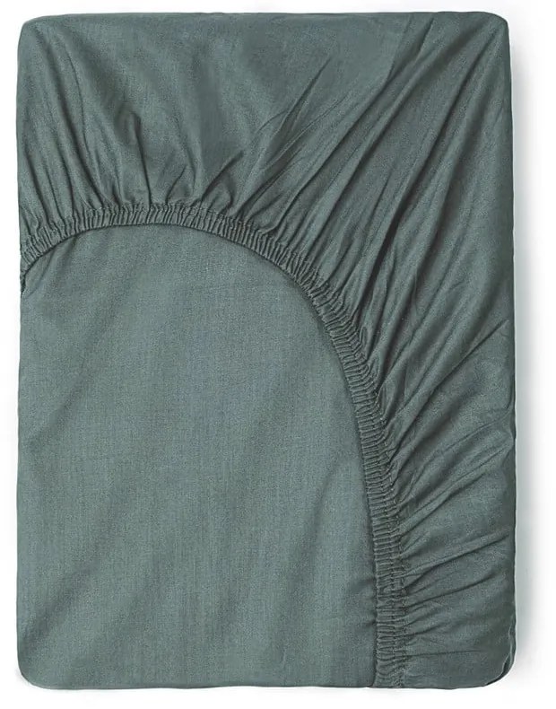 Zeleno-šedé napínací bavlněné prostěradlo 140x200 cm – Good Morning