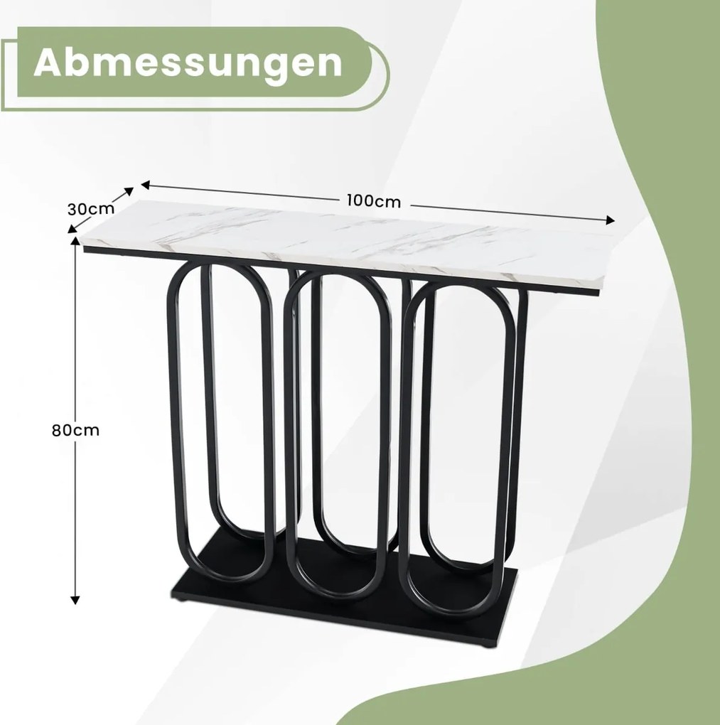 Costway Konzolový stolek 100 cm v mramorovém vzhledu, černý
