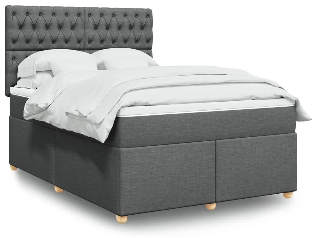 Box spring postel s matrací tmavě šedý 140 x 190 cm textil 3293583