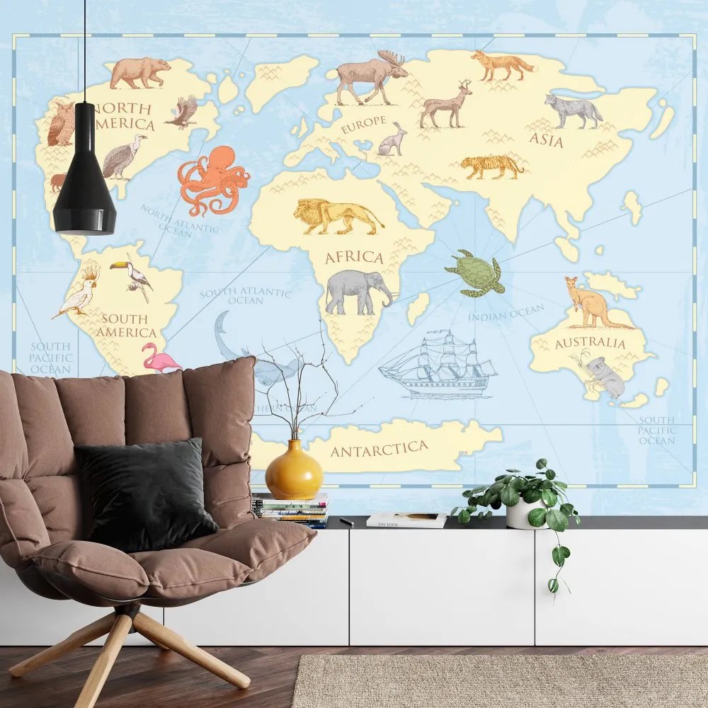 Fototapeta Dětská Klasická Mapa Světa Omyvatelný vlies 460x300