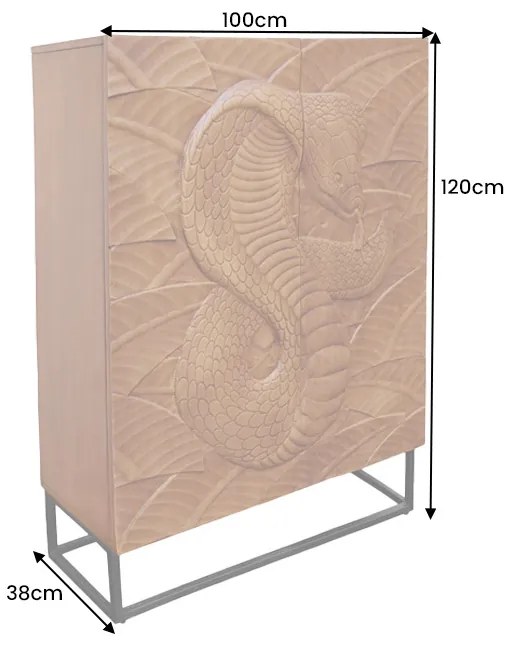 Massive home | Vysoká komoda Snake hnědá 120cm mangové dřevo