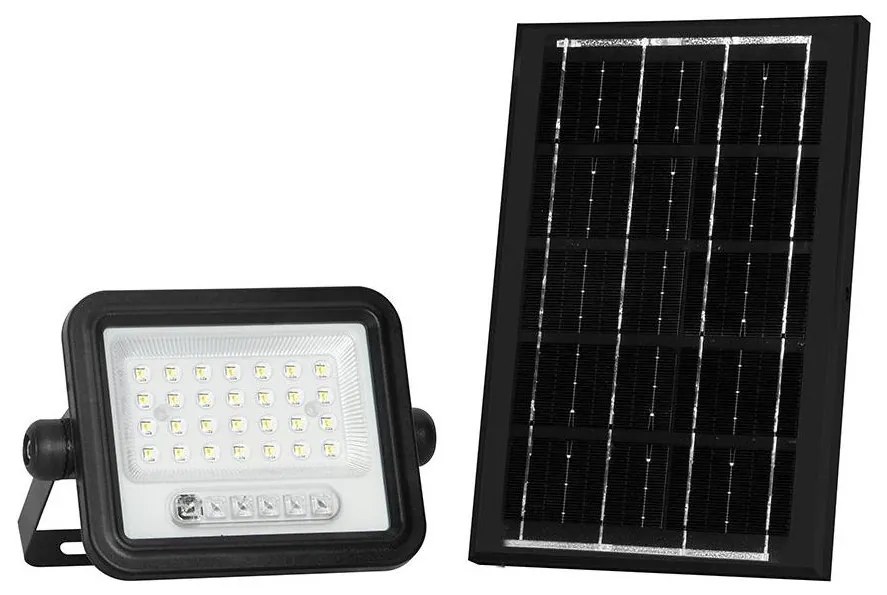 LED Stm. solární reflektor LED/50W/3,2V IP65 3800 mAh černá + dálkové ovládání