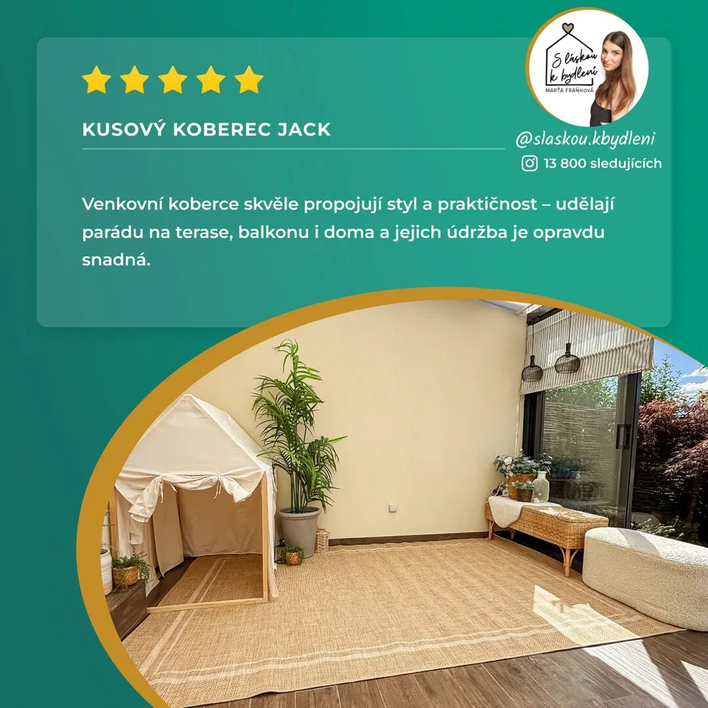 Kusový koberec Jack 28805-050 - na von aj na doma, 80x150, béžová, chodba / predsieň, Balta