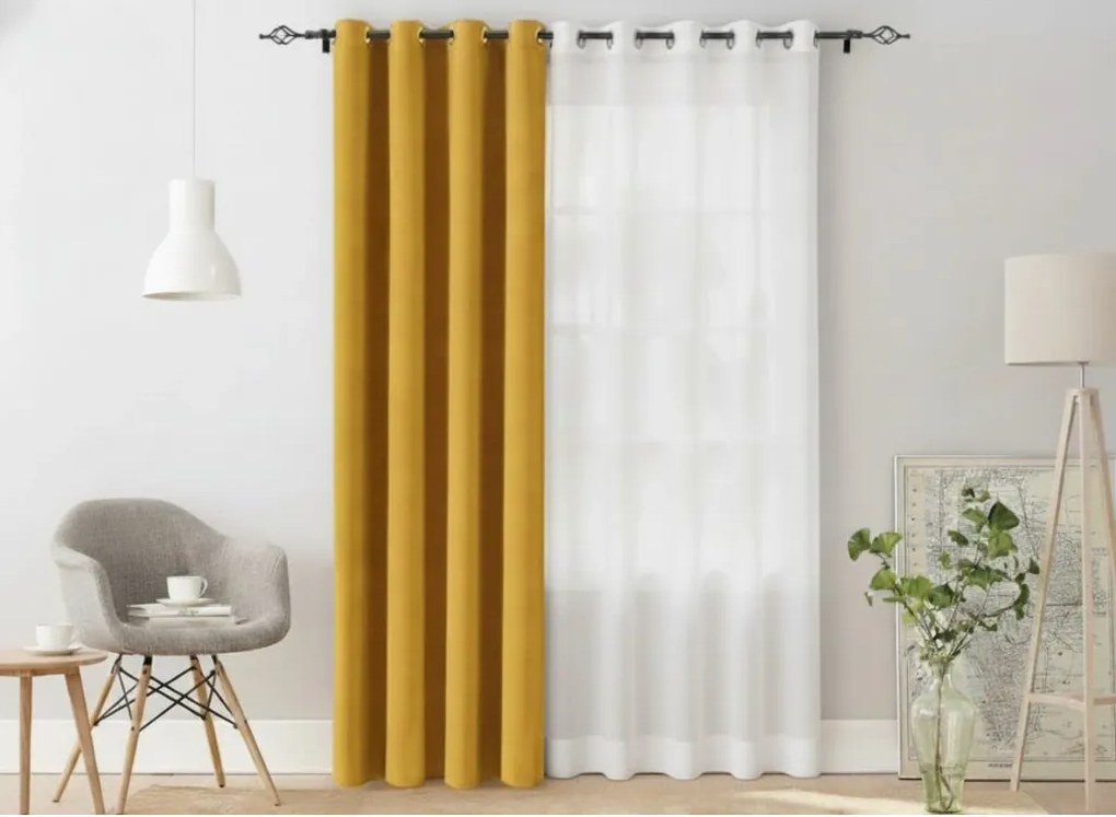 Závěs OXFORD 140x270 cm, žlutý Zavěšení: Řasící páska