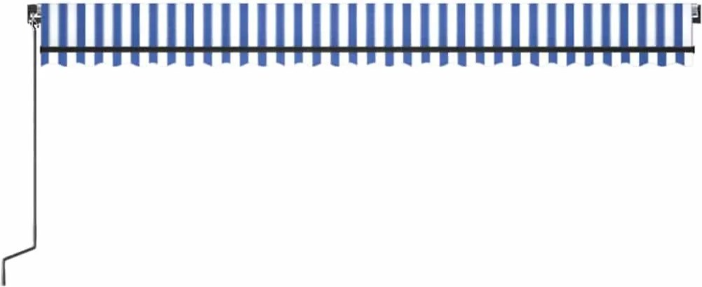 Ručně zatahovací markýza s LED světlem 600 x 300 cm modrobílá 3069161