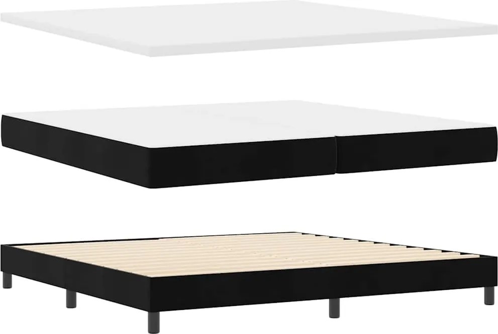 Postel s boxspringem s matrací s čelo Černá 200 x 200 cm samet 3339130