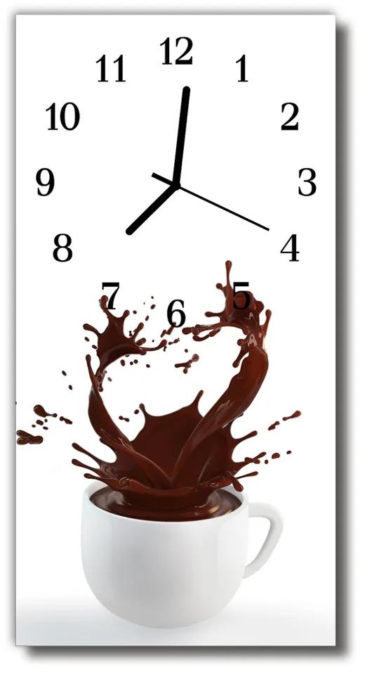 Nástěnné hodiny vertikální  Kuchyně. Barevná káva 30x60 cm