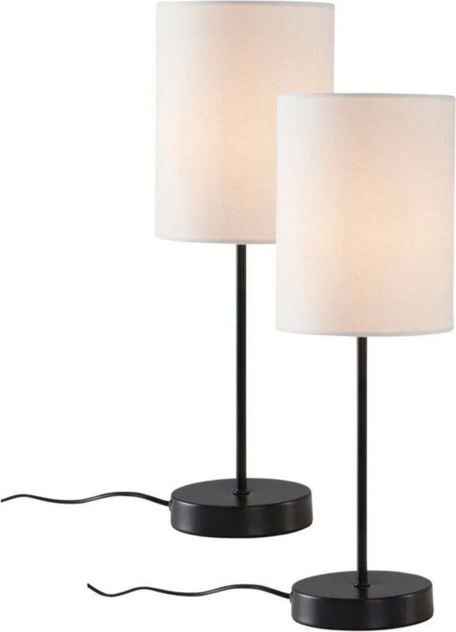 Bílá/černá látková stolní lampa (výška 45 cm) Seth – Jotex