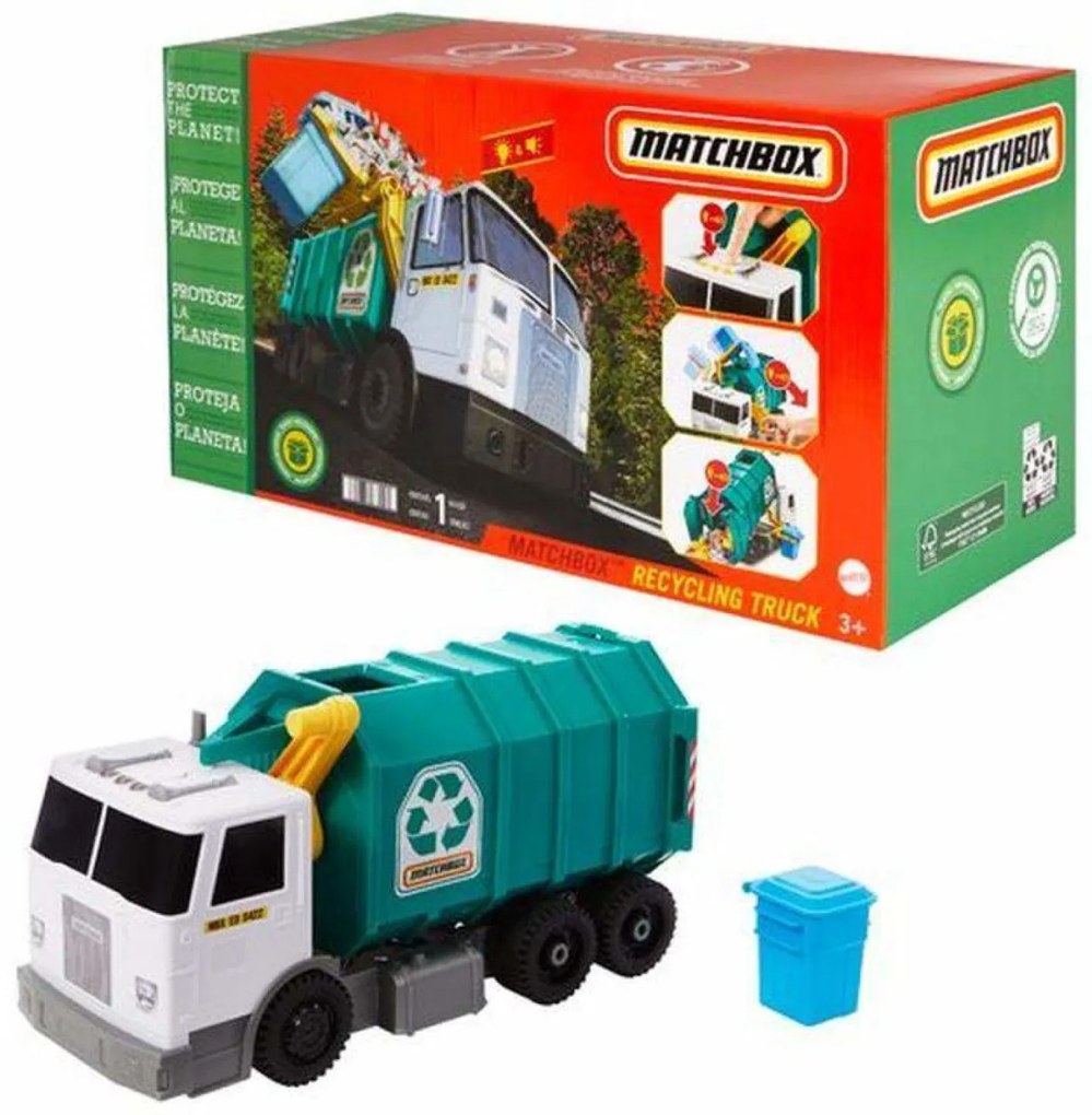 Matchbox recyklační popelářský vůz se světly a zvuky, mattel hhr64