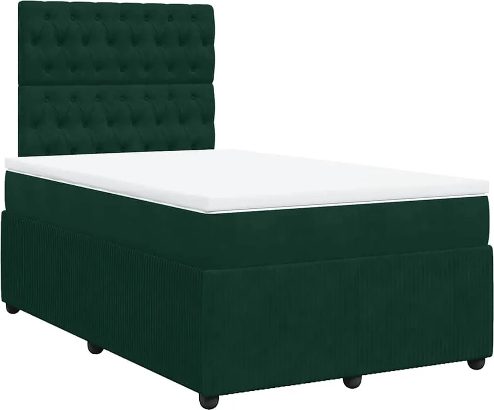 Box spring postel s matrací tmavě zelená 120 x 200 cm samet 3292319