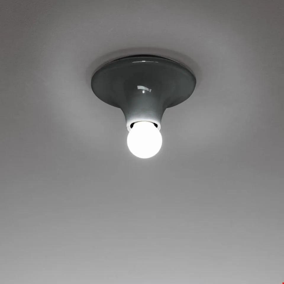 Artemide A048150 Teti, šedé nástěnné/stropní svítidlo s přiznanou žárovkou, 1x28W E27, prům. 14cm
