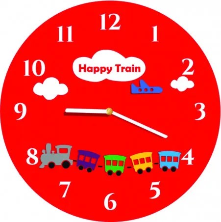 Nástěnné hodiny pro děti vlak barvy šedá | SENTOP FL-z97- X0052 -RAL7011