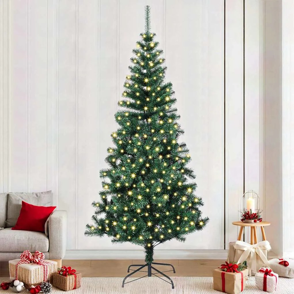 Umělý osvětlený vánoční stromeček Zelená 240 cm PVC a kov 3396784