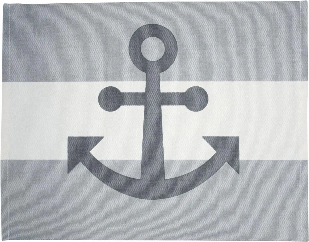 Krasilnikoff Bavlněné prostírání Grey Anchor, šedá barva, bílá barva, textil