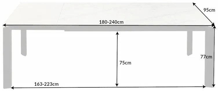 Rozkládací jídelní stůl X7 180-240cm bílý mramor/ 41453