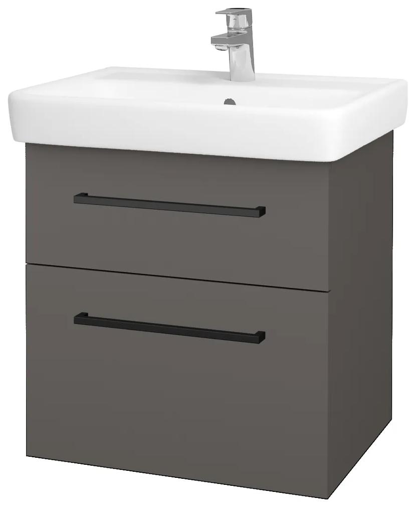 Dřevojas Koupelnová skříň Q MAX SZZ2 60 Varianta: N01 Bílá lesk / Úchytka T04 / D01 Beton