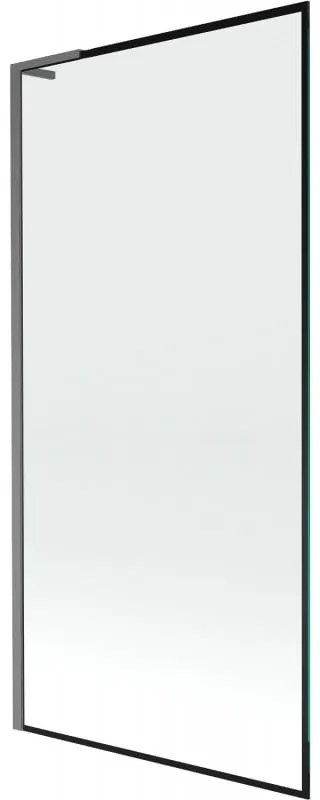 Mexen Next L, 1-křídlová vanová zástěna 90 x 150 cm, 6mm čiré sklo-černý vzor, ​​grafitový profil, 895-090-000-03-70-66