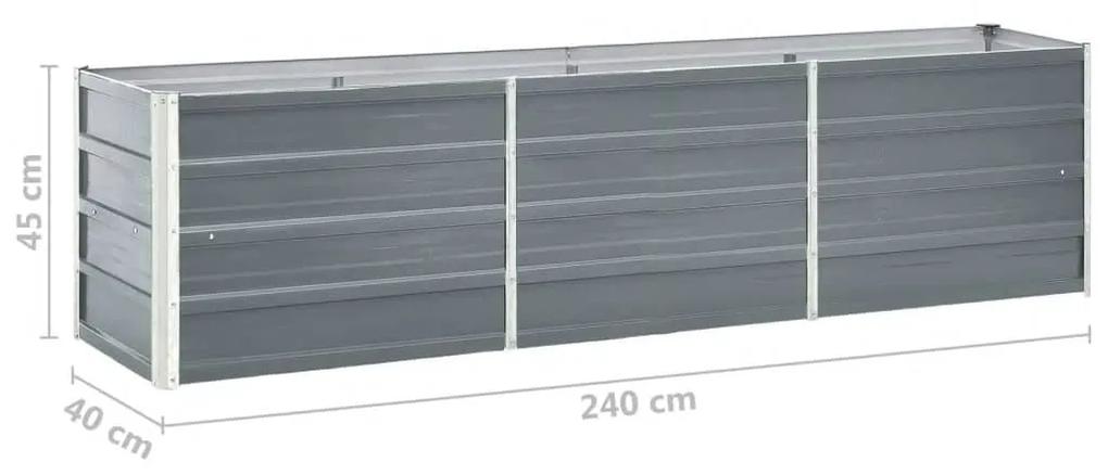 vidaXL Vyvýšený záhon pozinkovaná ocel 240 x 40 x 45 cm šedý