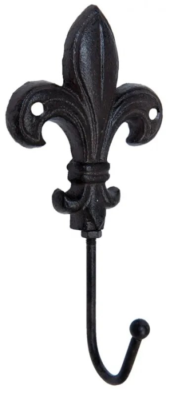 Hnědý kovový nástěnný háček s ornamentem – 8x5x15 cm