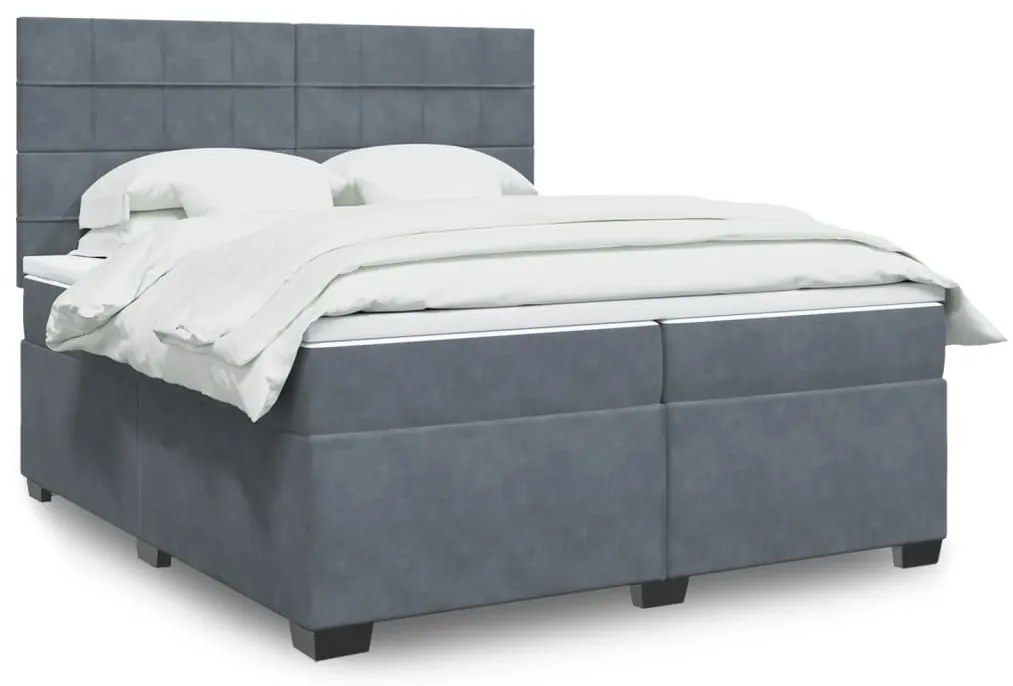 Box spring postel s matrací tmavě šedá 200x200 cm samet 3291003