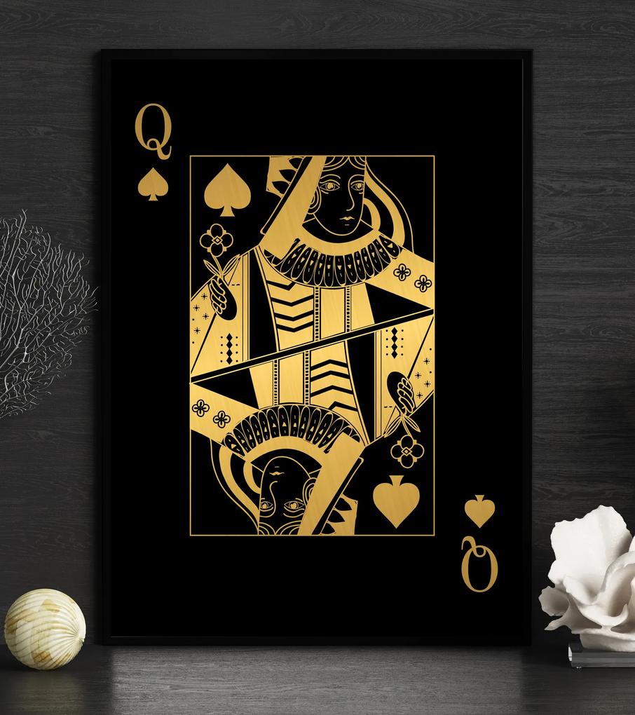 Pixada Queen of spades Gold - motivační obraz Velikost: B2 - 50x70 cm, Volba rámu: plakát bez rámu