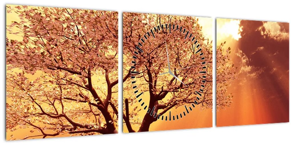 Obraz paprsků Boha (s hodinami) (90x30 cm)
