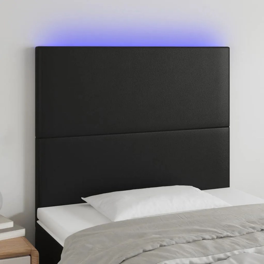 Čelo postele s LED černé 100x5x118/128 cm umělá kůže 3122228