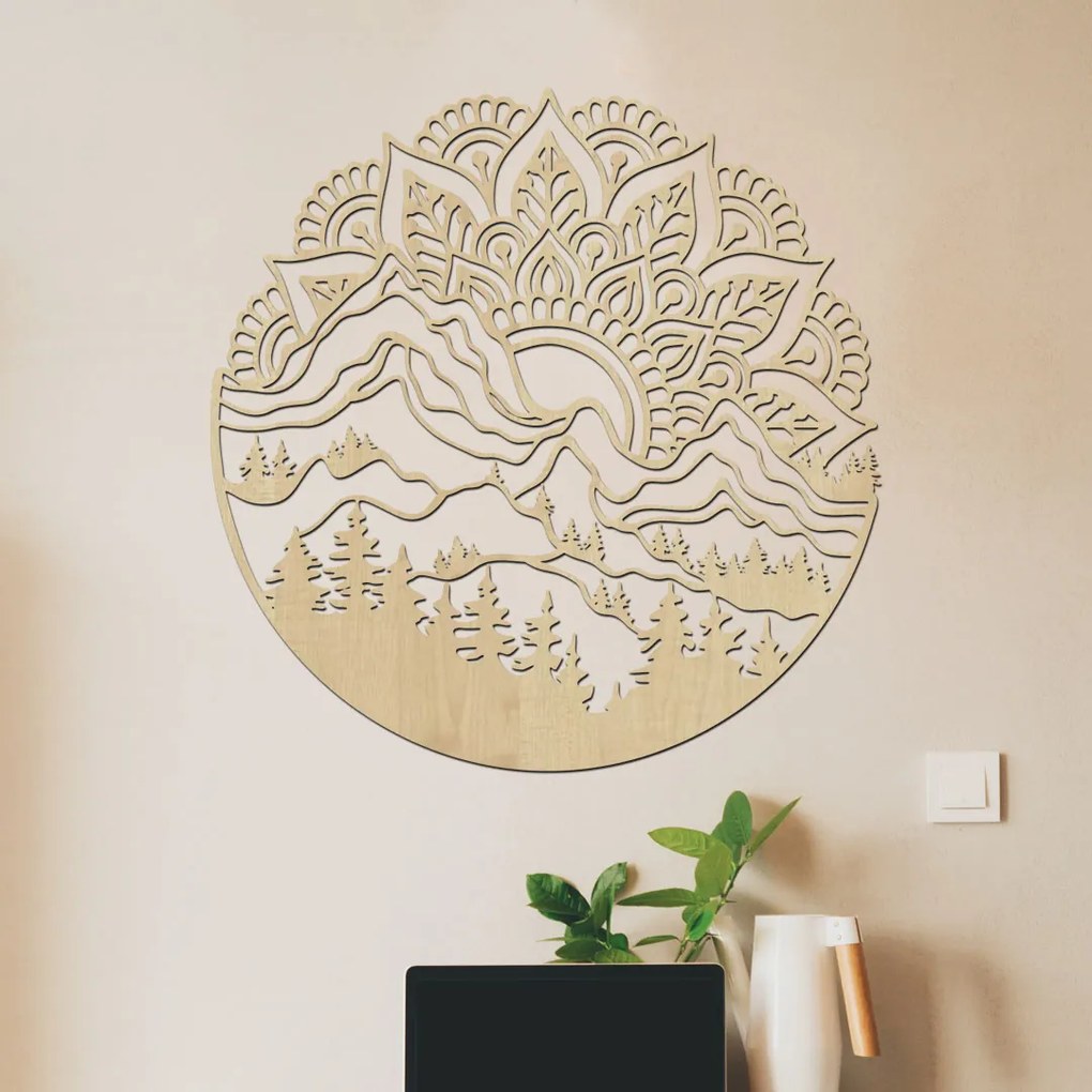 dřevo života Dřevěná mandala MANDALA HORY Zvolte rozměr (cm): 60x60, Zvolte barvu dekoru: Černá