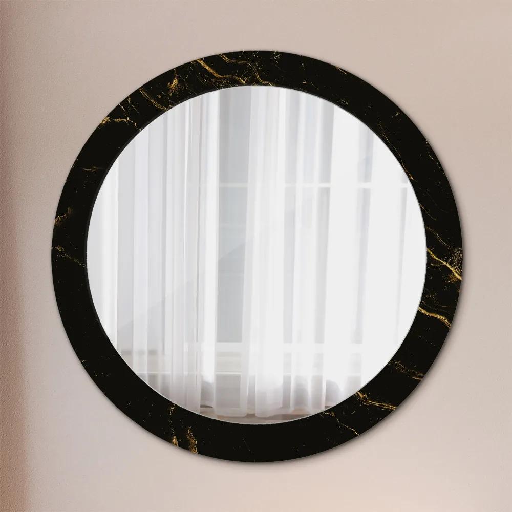 Kulaté zrcadlo s dekorem Černý mramor fi 80 cm